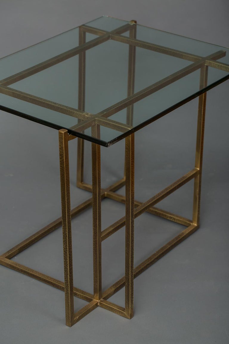 Contemporary Brass and Glass Side Table at 1stDibs