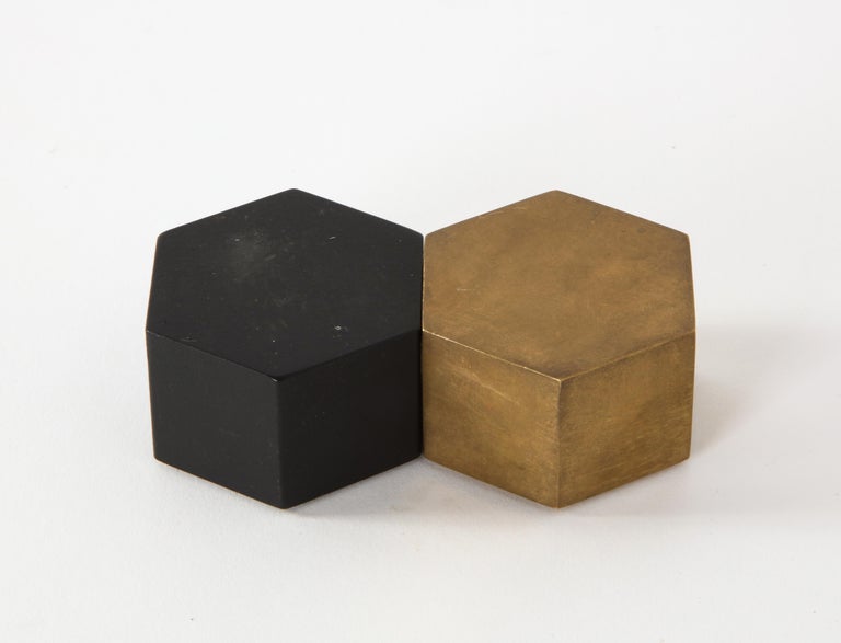 Contemporary Brass and Steel Hexagon Paperweights at 1stDibs