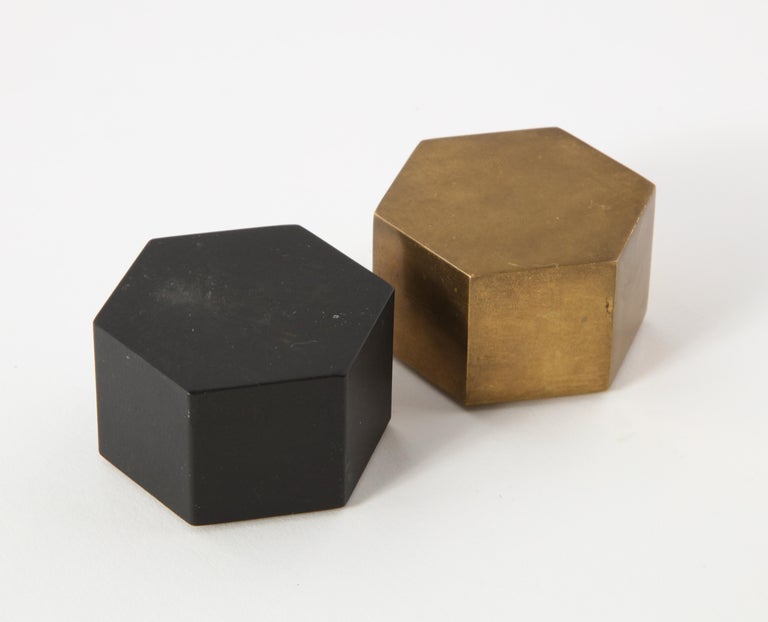 Contemporary Brass and Steel Hexagon Paperweights at 1stDibs