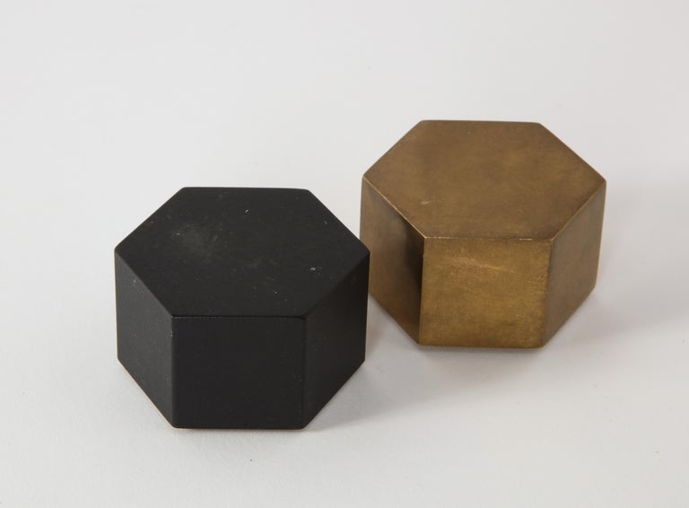 Contemporary Brass and Steel Hexagon Paperweights at 1stDibs