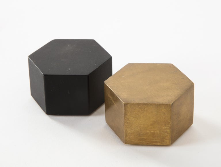 Contemporary Brass and Steel Hexagon Paperweights at 1stDibs