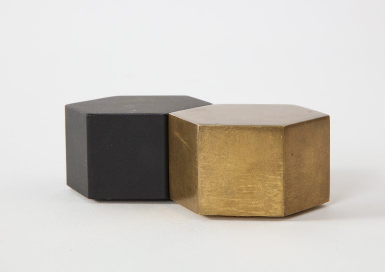 Contemporary Brass and Steel Hexagon Paperweights at 1stDibs