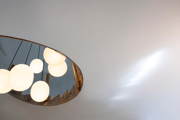 Contemporary Brass Chandelier 'Legier' by Tooy, 4 Pendants, Smoke Glass ...