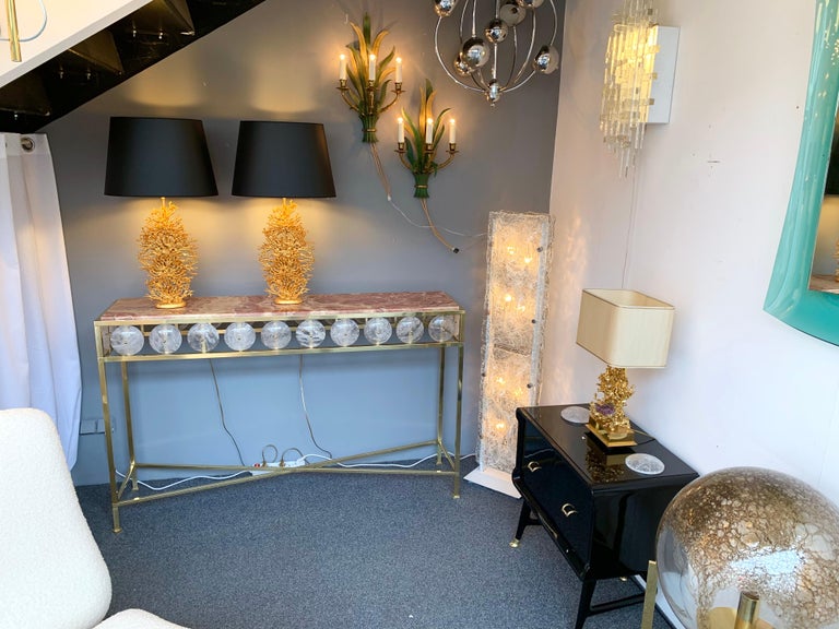 Contemporary Brass Console Rock Crystal Onix, Italy For Sale at 1stDibs ...