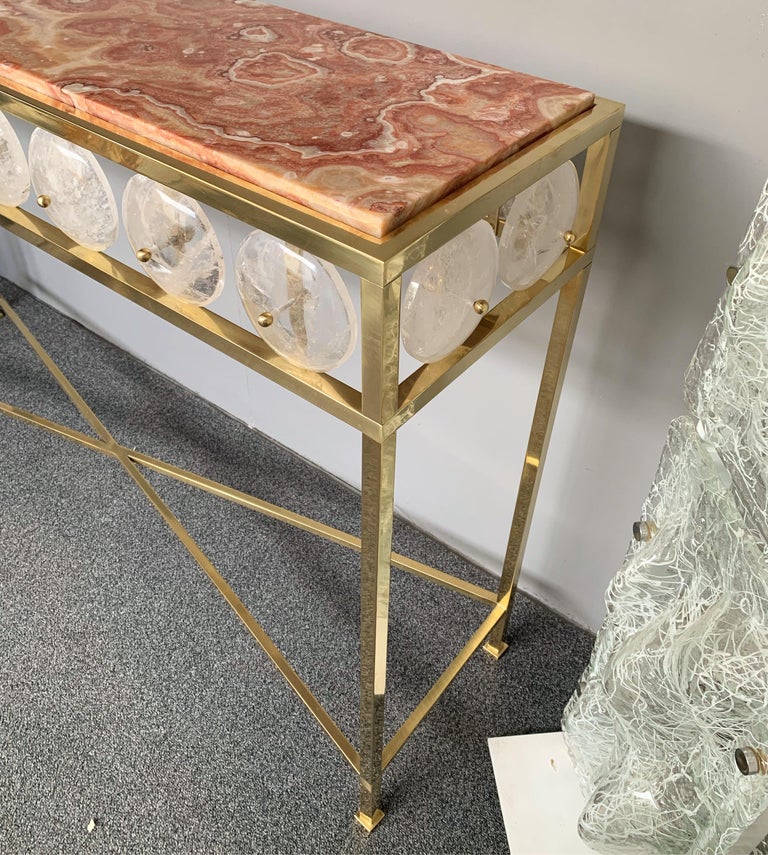 Contemporary Brass Console Rock Crystal Onix, Italy For Sale at 1stDibs ...