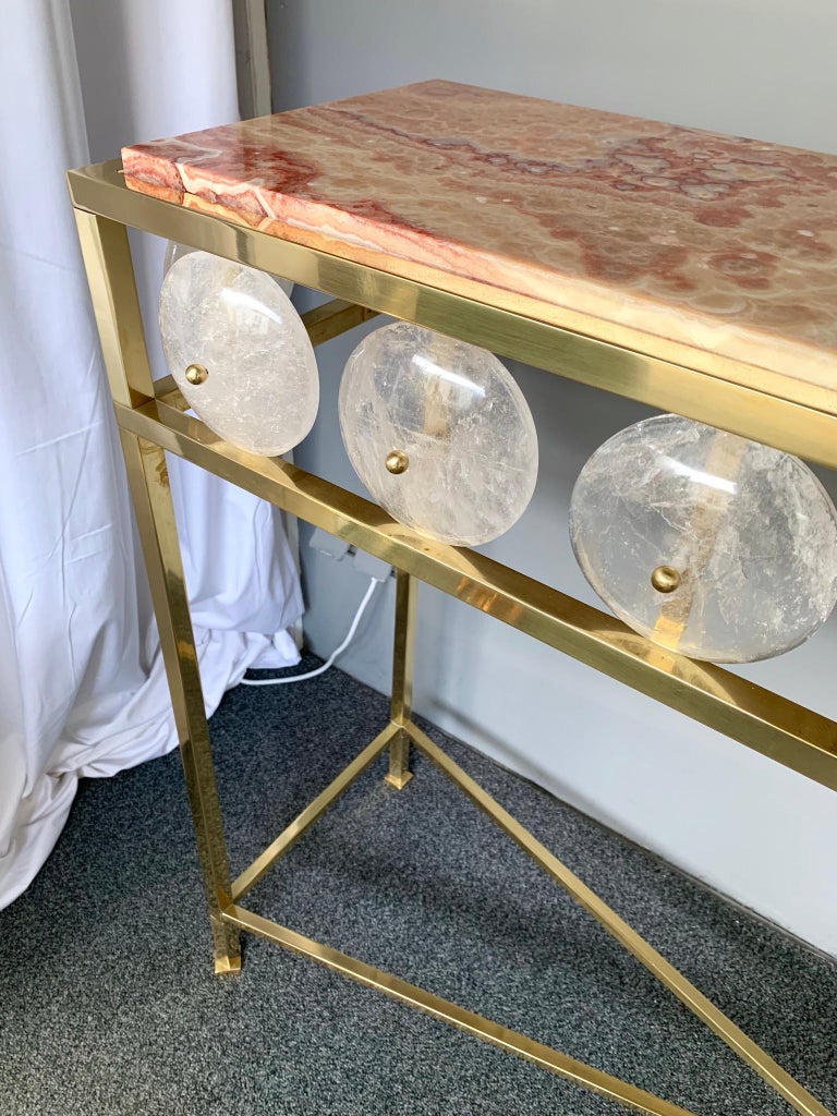 Contemporary Brass Console Rock Crystal Onix, Italy For Sale at 1stDibs ...