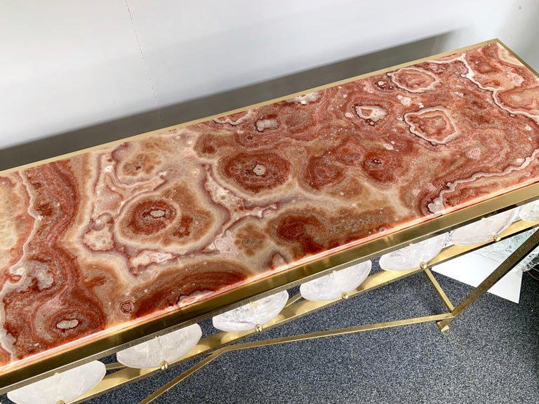 Contemporary Brass Console Rock Crystal Onix, Italy For Sale at 1stDibs ...