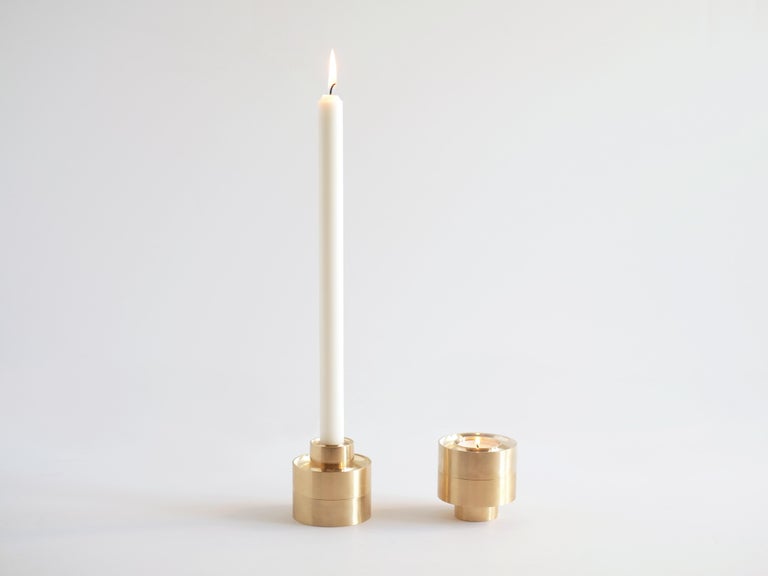 Contemporary Brass Stacking Candle Holders by Fort Standard, in Stock ...