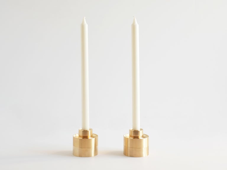 Contemporary Brass Stacking Candle Holders by Fort Standard, in Stock ...