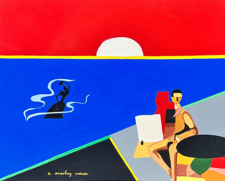 Contemporary British - Cubist Abstract Contemporary Painting Woman ...