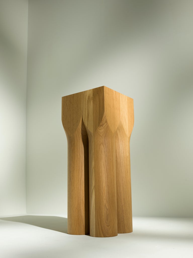 Contemporary Brown Solid European Oiled Oak Lathe iii Pedestal by Æther ...