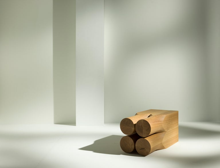 Contemporary Brown Solid European Oiled Oak Lathe iii Pedestal by Æther ...