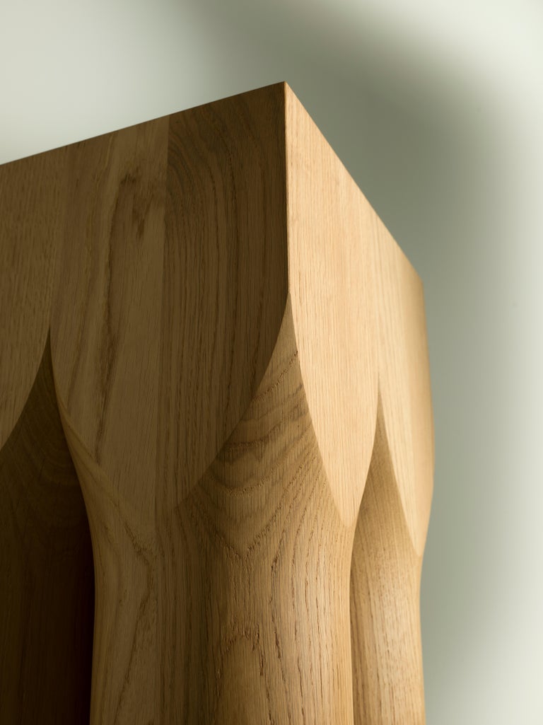 Contemporary Brown Solid European Oiled Oak Lathe iii Pedestal by Æther ...