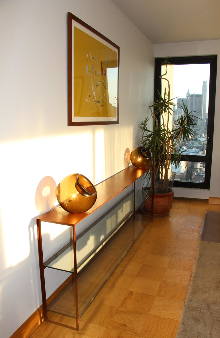 Contemporary Buffet Table in Recycled Metal, Minimal style, With Glass ...