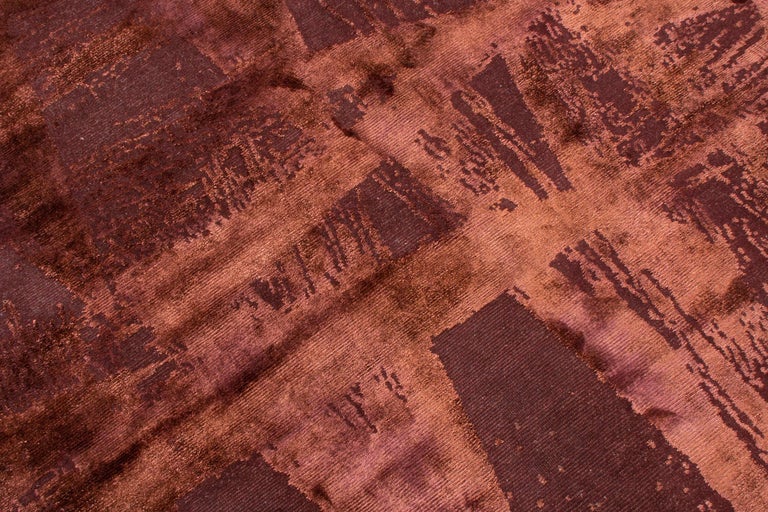 Rug and Kilim's Contemporary Burgundy Diamond Wool and Silk Rug For ...