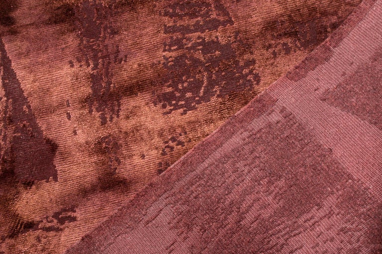 Rug and Kilim's Contemporary Burgundy Diamond Wool and Silk Rug For ...