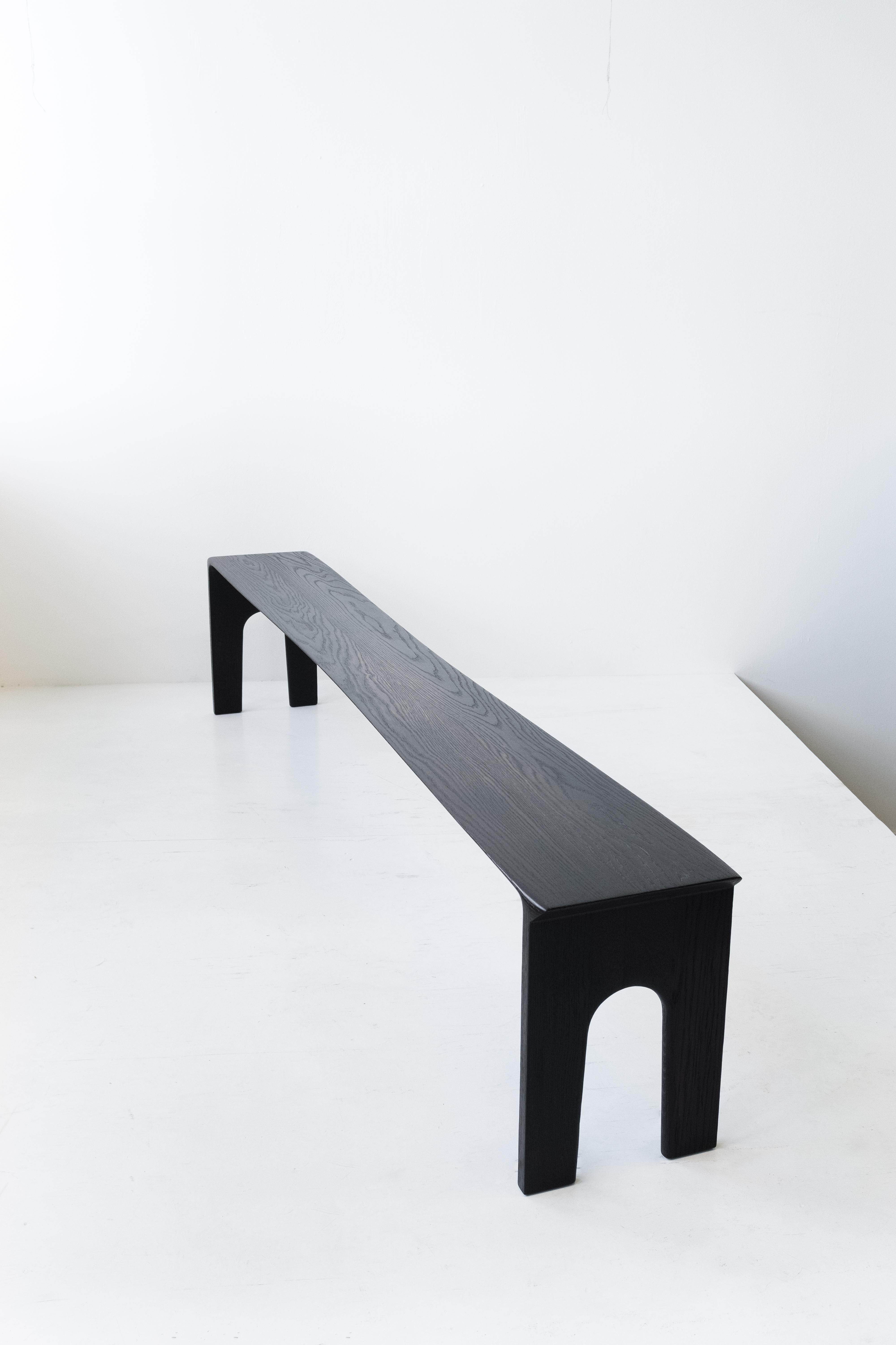 Contemporary Burned Solid Oak Bench 230cm, Kuro Collection, by Lukas ...