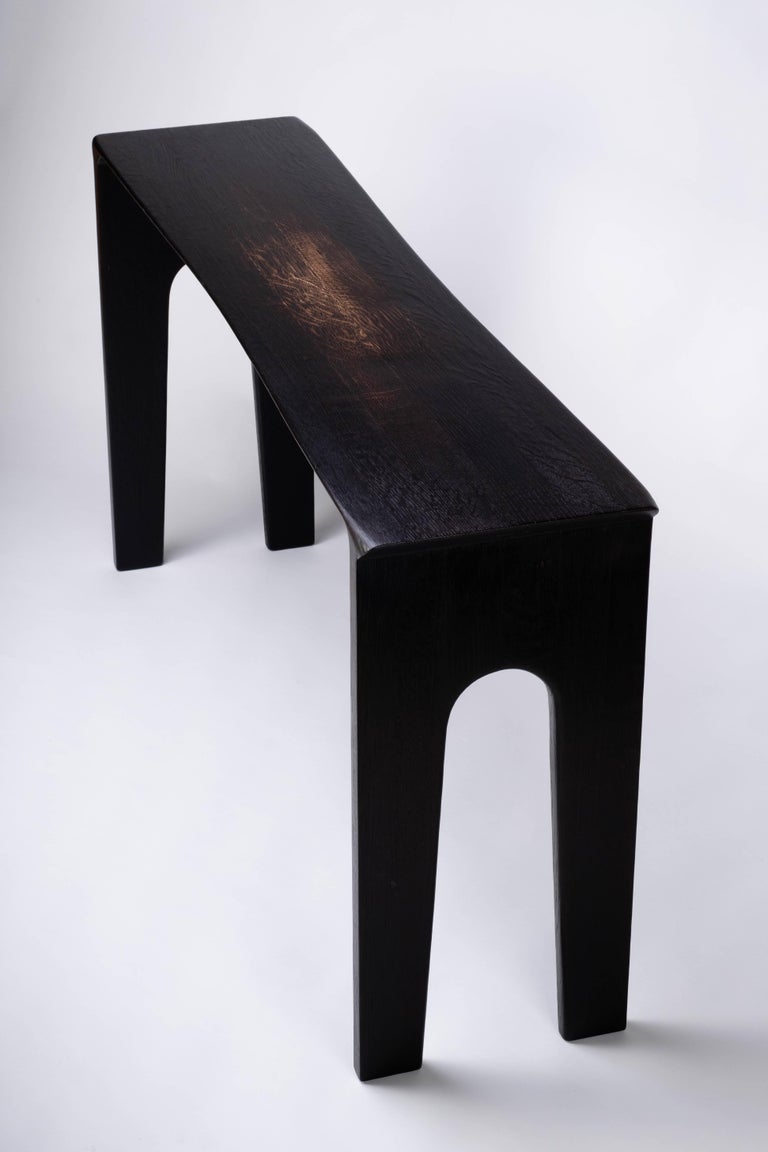 Contemporary Burned Solid Oak Console Medium, Kuro Collection, by Lukas ...