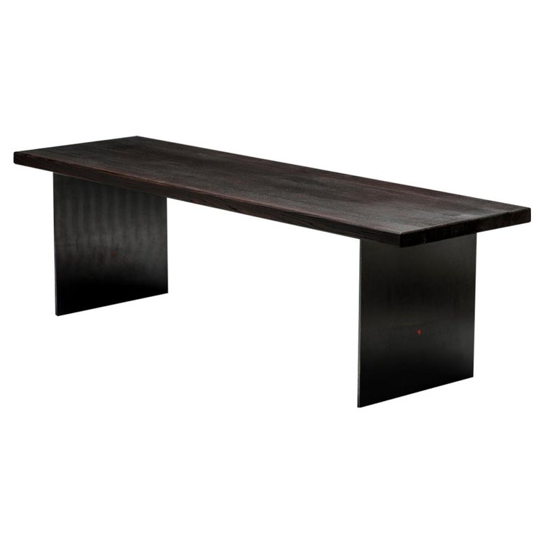 Contemporary Burned Wooden Bench "Yakisugi Technique", Austria, 21th ...