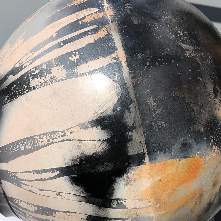 Hand Crafted Contemporary Burnished Barrel Fired Round Ceramic Vessel ...