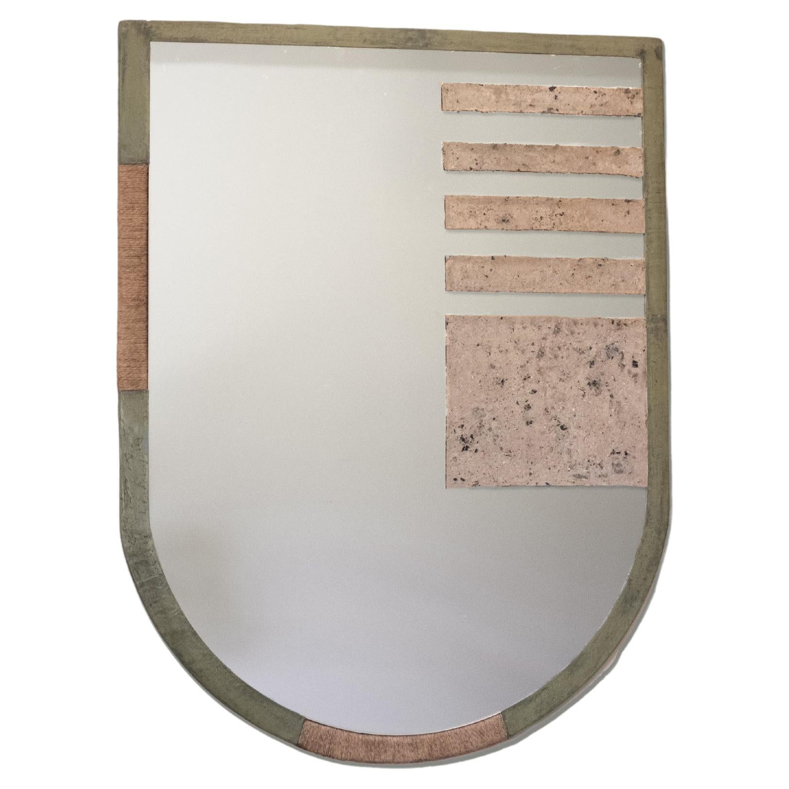 Contemporary Burnt Ash and Plaster "Terra" Mirror with Hemp Cord For ...