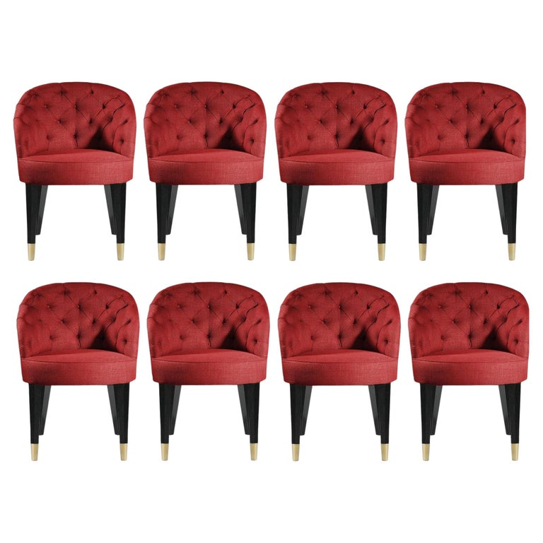 Contemporary Buttoned Back Style Dining Chairs, Set of 8 For Sale at ...