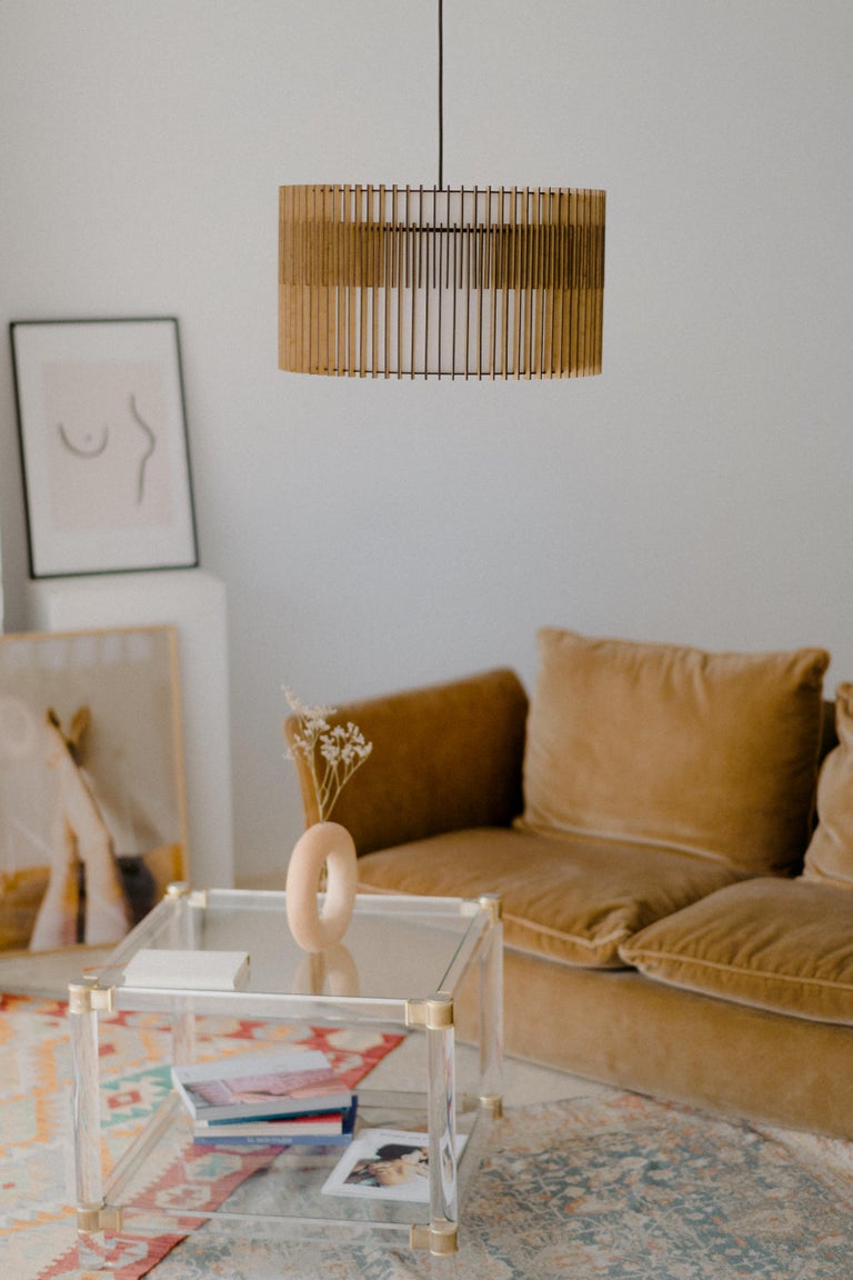 Contemporary, Handmade Pendant Lamp, Natural MDF Wood, by Mediterranean ...