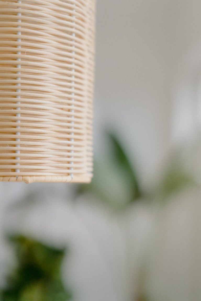 Contemporary, Handmade, Pendant Lamp, Rattan Cylinder, by Mediterranean ...