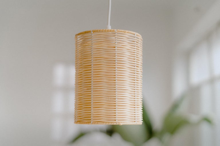 Contemporary, Handmade, Pendant Lamp, Rattan Cylinder, by Mediterranean ...