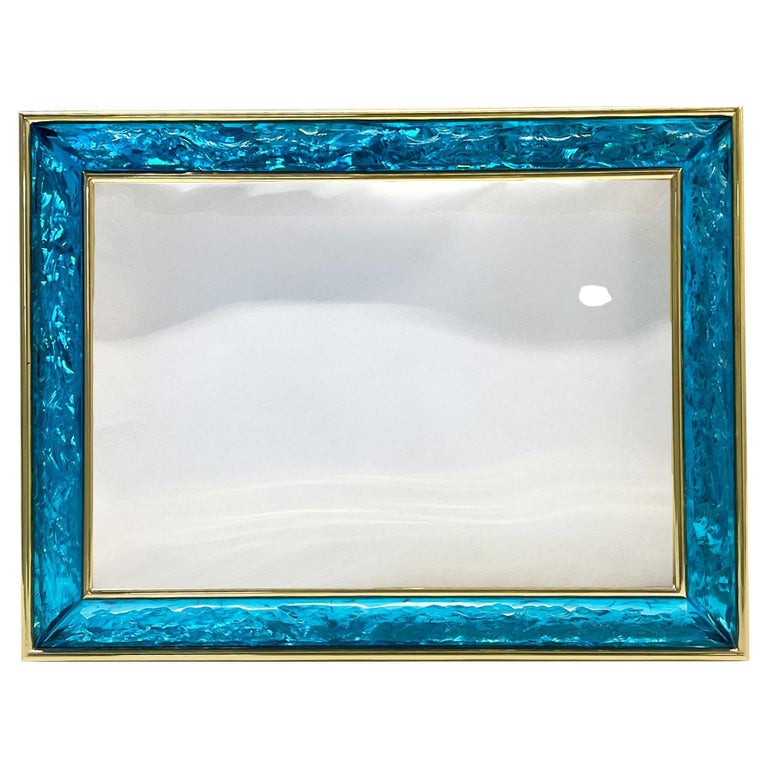 Contemporary Picture Frame Handmade Blue Crystal, Brass and Gold by ...