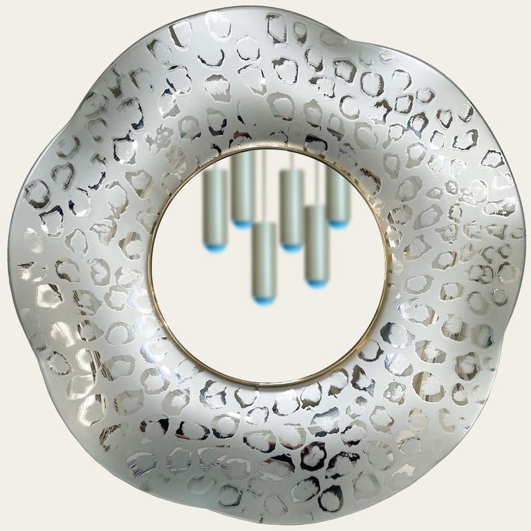 Contemporary 'Undulate' Mirror Silver Crystal, Brass and Gold by Ghirò ...