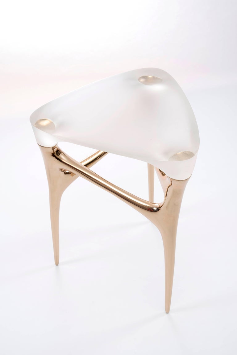 Methodology Side Table in Cast Bronze and Cast Glass by Timothy ...