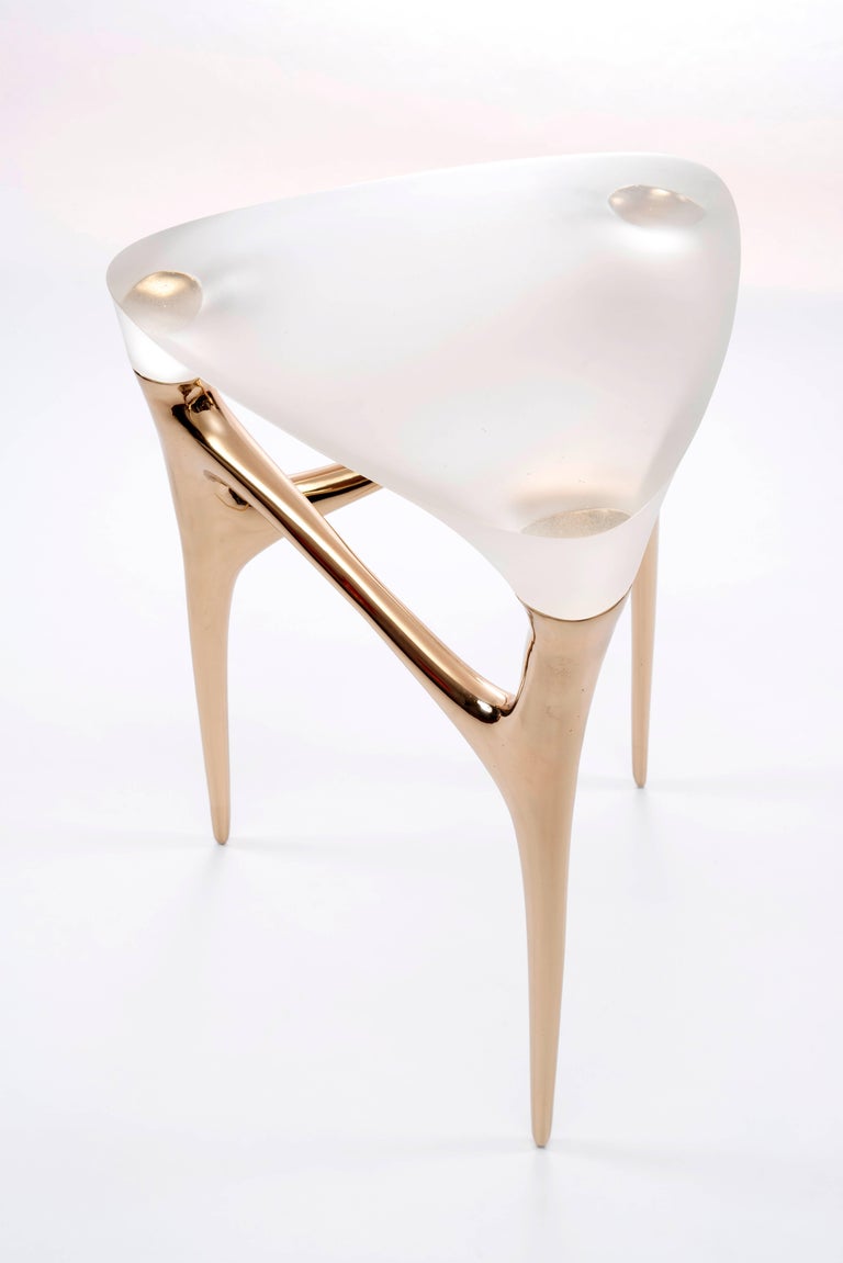 Methodology Side Table in Cast Bronze and Cast Glass by Timothy ...