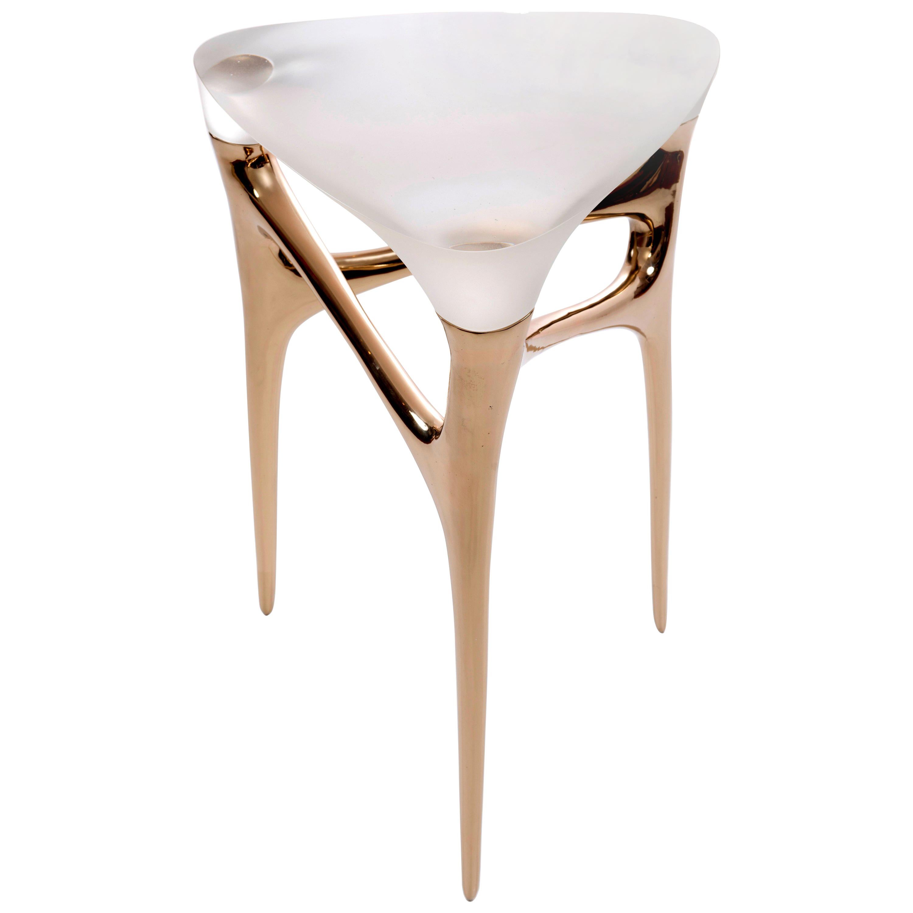 Contemporary Cast Bronze and Cast Glass Side Table by Timothy Schreiber ...