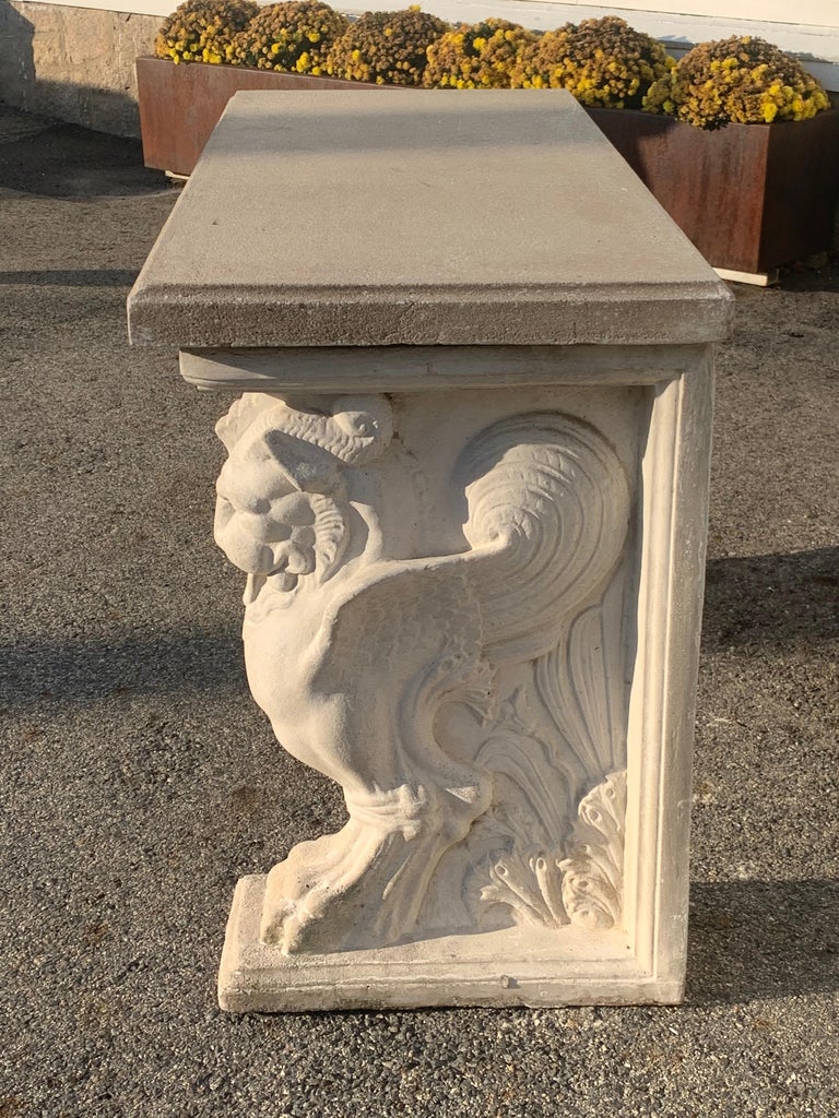 Contemporary Cast Stone Garden Table with Lion Base at 1stDibs