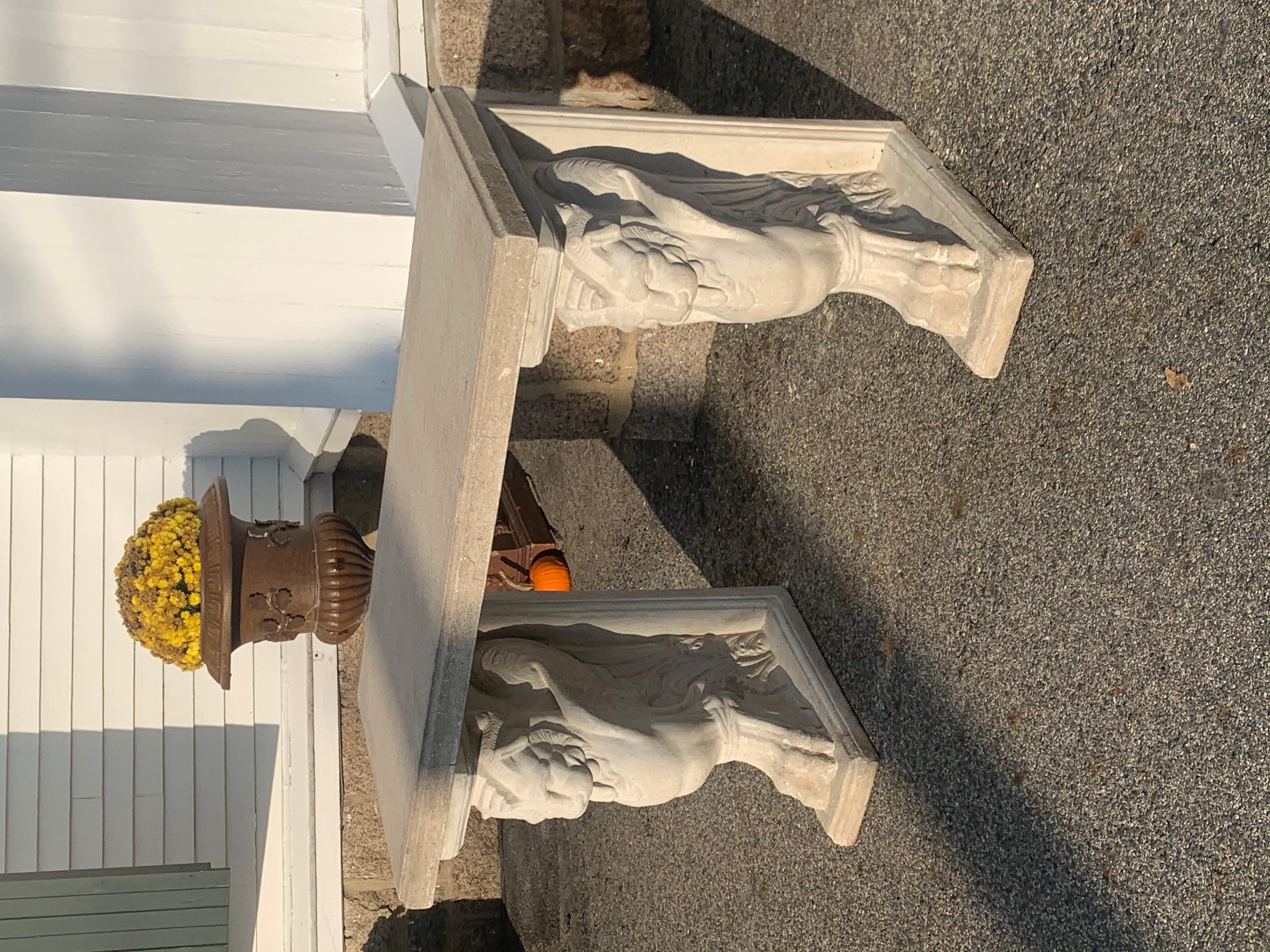 Contemporary Cast Stone Garden Table with Lion Base at 1stDibs
