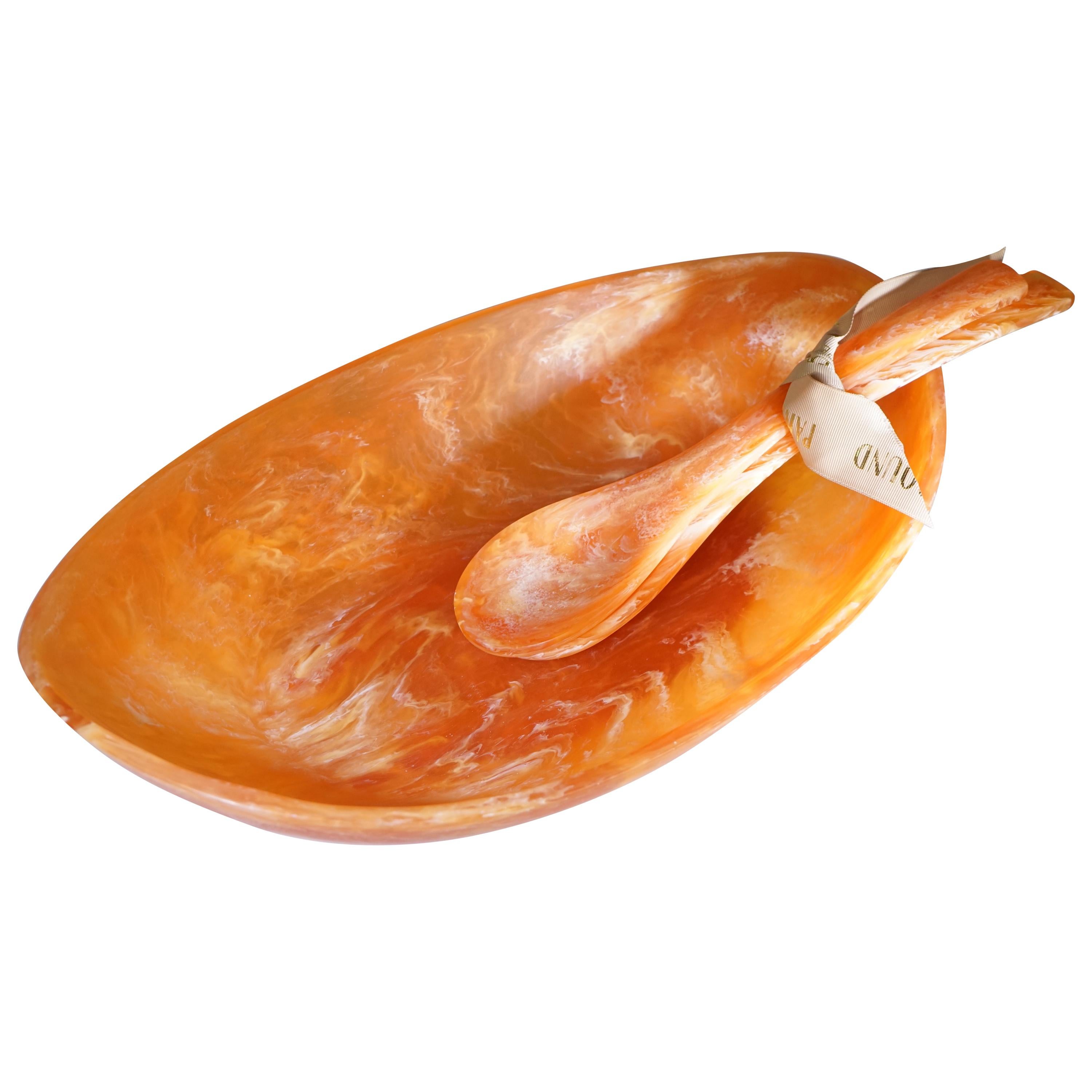 Contemporary CDMX Design Orange and White Resin Large Cradle Bowl ...