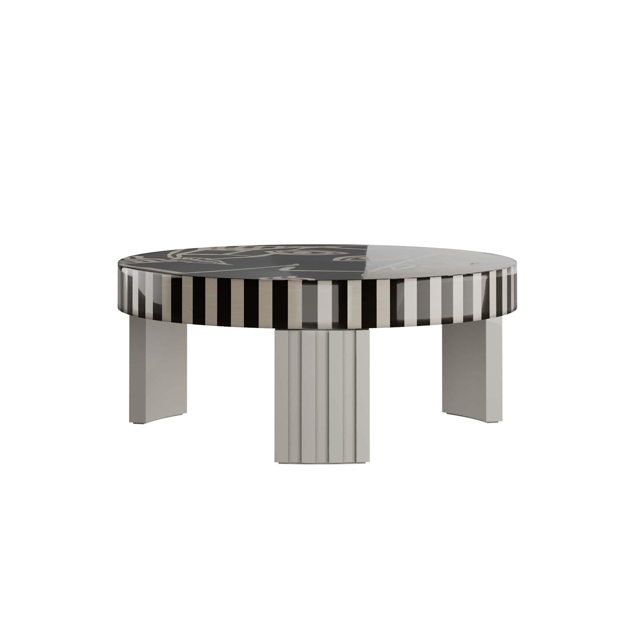 Contemporary Center Coffee Center Table in Natural Oak Veneer and Gloss ...