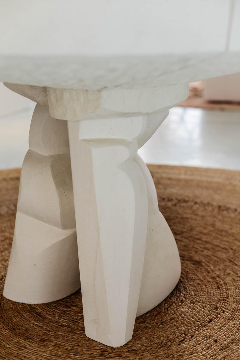 Contemporary Center Table 'Sydney' by DenHolm, Limestone For Sale at ...