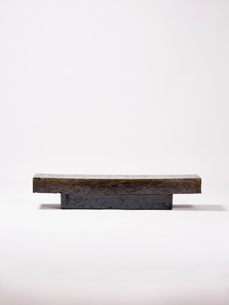 Contemporary Ceramic Coffeetable modern Bench Glazed Stoneware Dark ...
