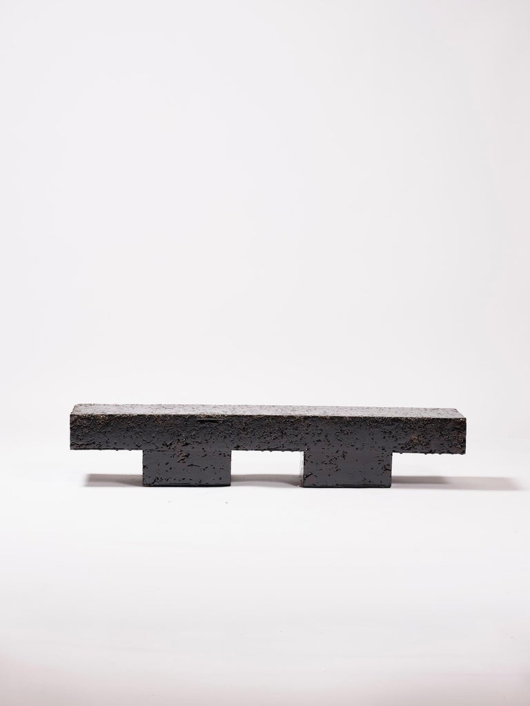 Contemporary Ceramic Coffeetable Bench Glazed Stoneware Dark Green For ...