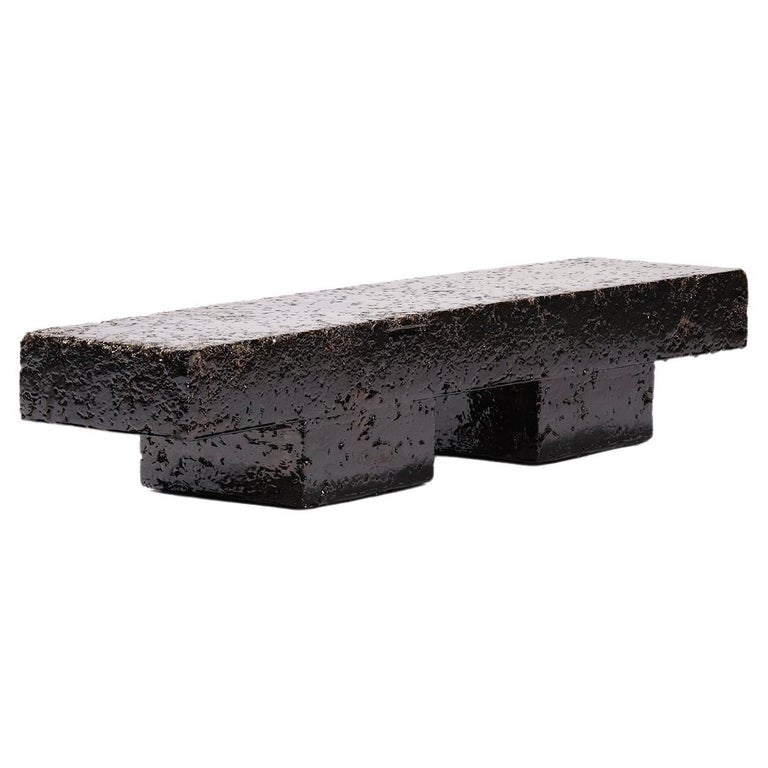 Contemporary Ceramic Coffeetable Bench Glazed Stoneware Dark Green For ...