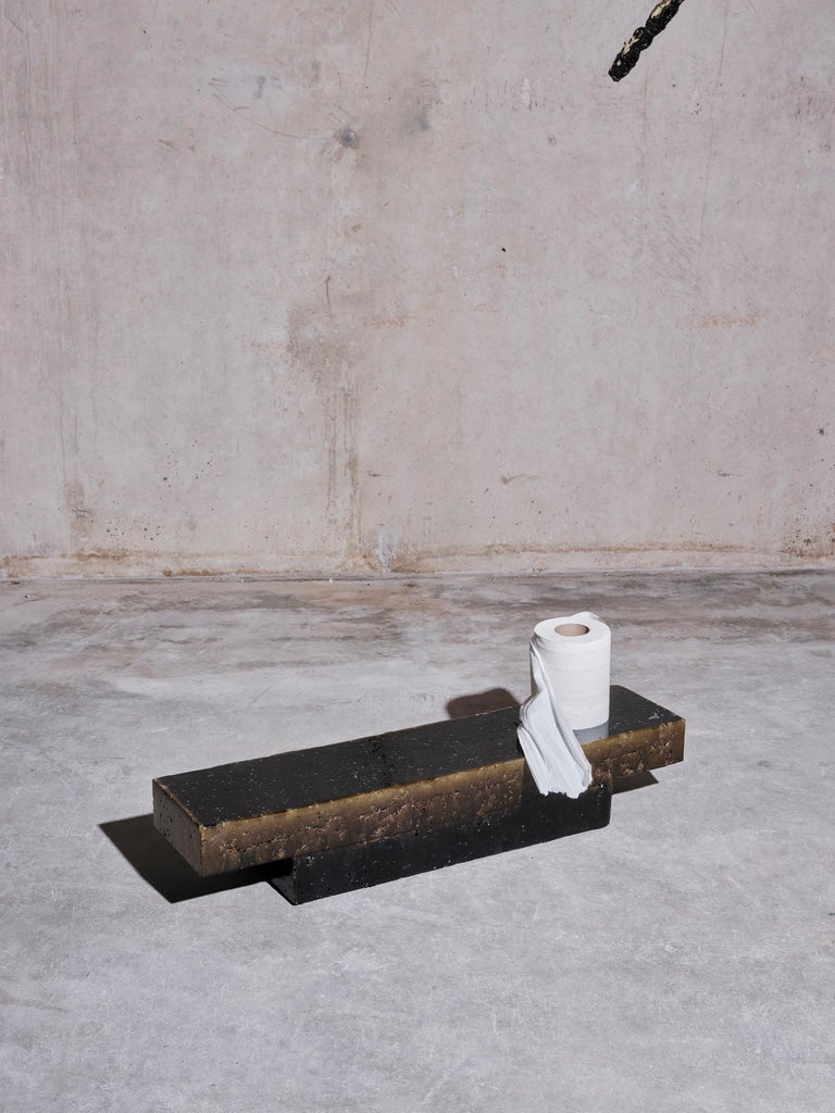 Contemporary Ceramic Coffeetable Bench Glazed Stoneware Yellow Green ...