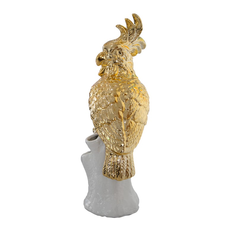 Contemporary Ceramic Gold White Cockatoo Decorative Vase, Netherlands ...