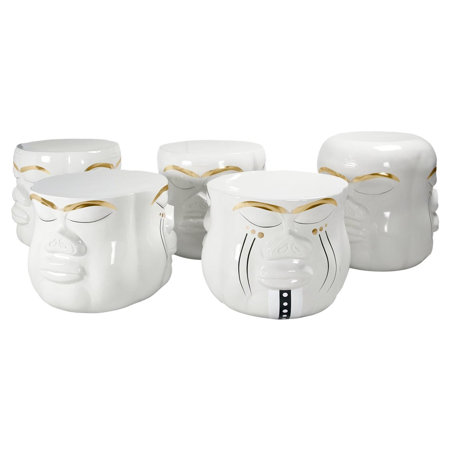 Modern Figurative Sculpture Round Pedestal Dining Table Marquetry Black ...