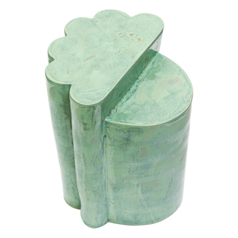 Ceramic Ledge Side Table and Stool in Jade by BZIPPY For Sale at 1stDibs
