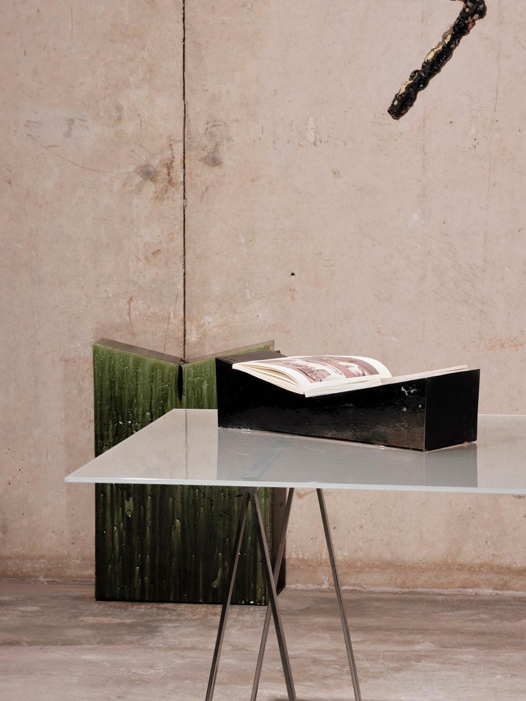 Contemporary Ceramic Table Lectern Reading Desk Glazed Earthenware Deep ...