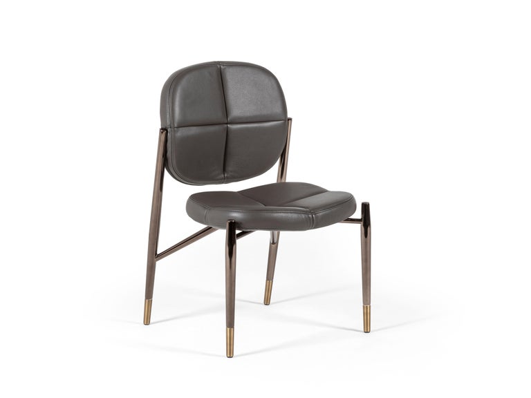 Contemporary Chair by Hessentia in Leather, Grey For Sale at 1stDibs