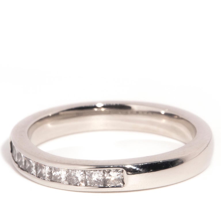 Contemporary Channel Set Princess Cut Diamond Platinum Eternity Band ...