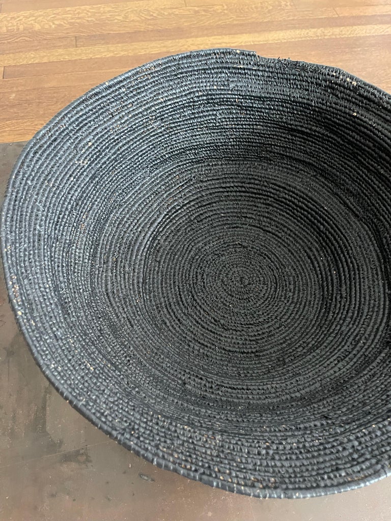 Contemporary Charcoal Seagrass Woven Basket For Sale at 1stDibs